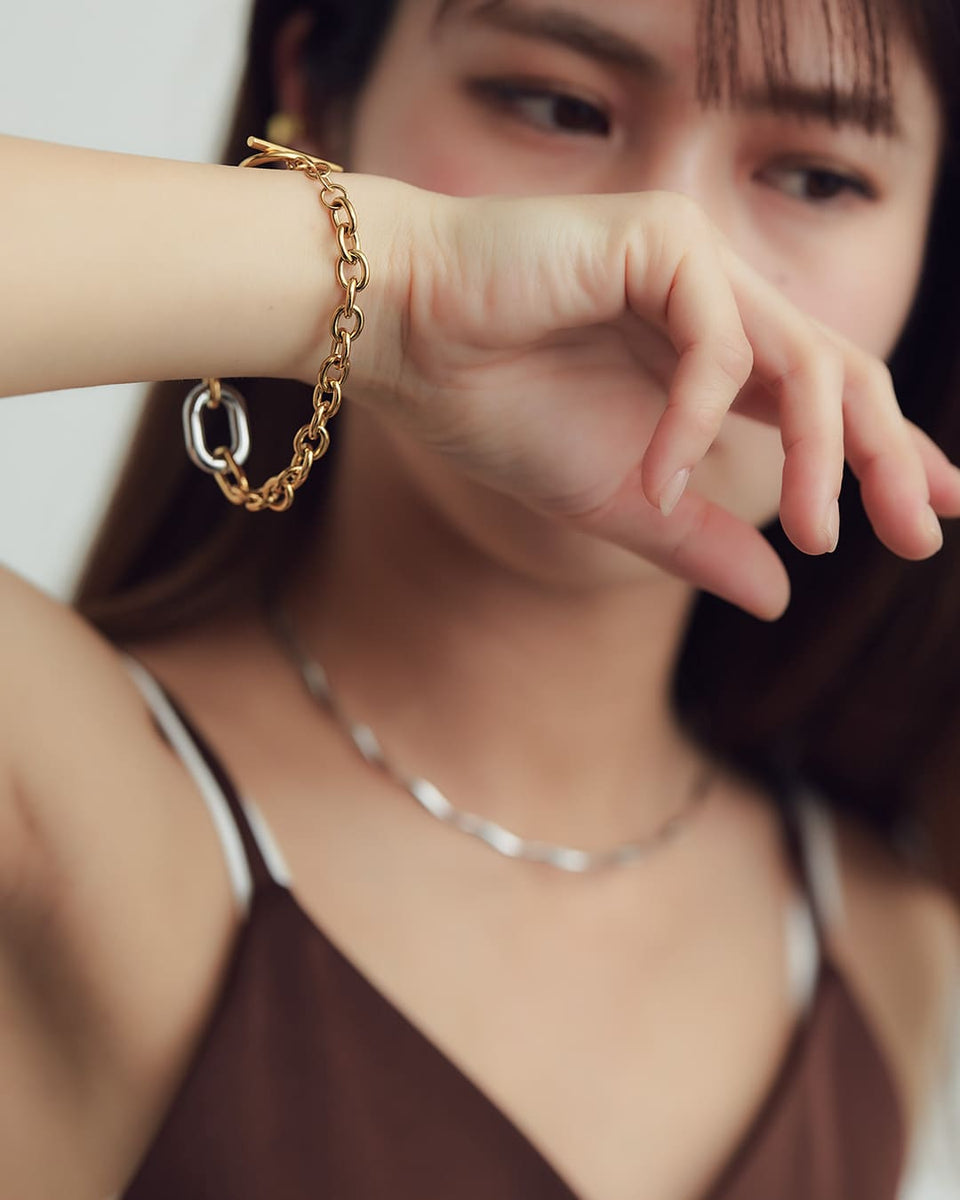 ＜再入荷予定あり＞【18KGP】ミックスグリッドブレスレット – ChooMia（チュミア）