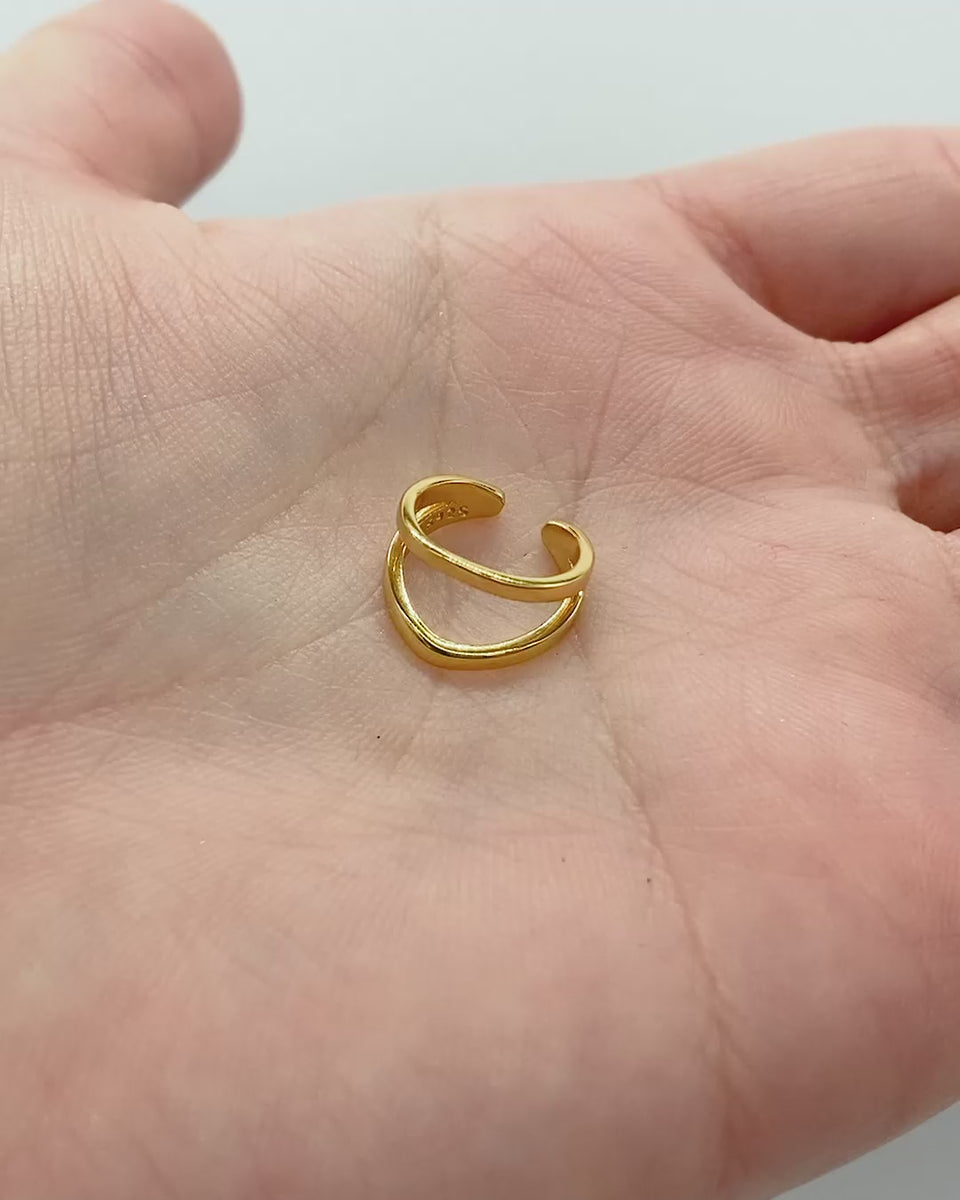 【S925/18KGP】ニュアンスダブルラインミニイヤーカフ – ChooMia（チュミア）