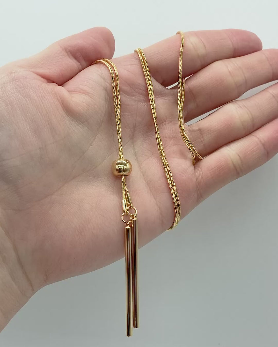 【18KGP】バーモチーフループタイネックレス – ChooMia（チュミア）