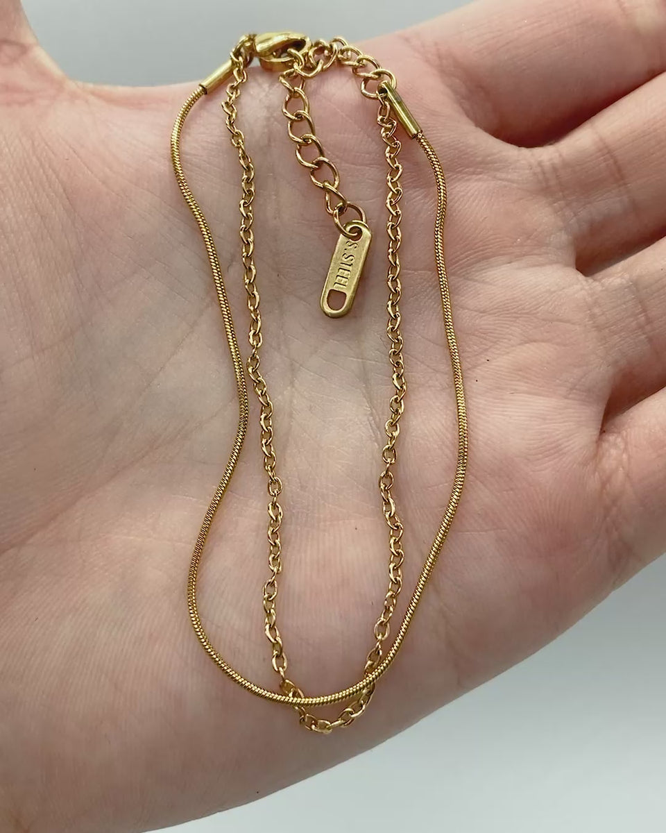 【10/10(金)20:00～再入荷】【18KGP】アズキ×スネークチェーン2連ブレスレット – ChooMia（チュミア）