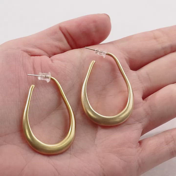 【S925/14KGP】大ぶりドロップラインフープピアス – ChooMia（チュミア）