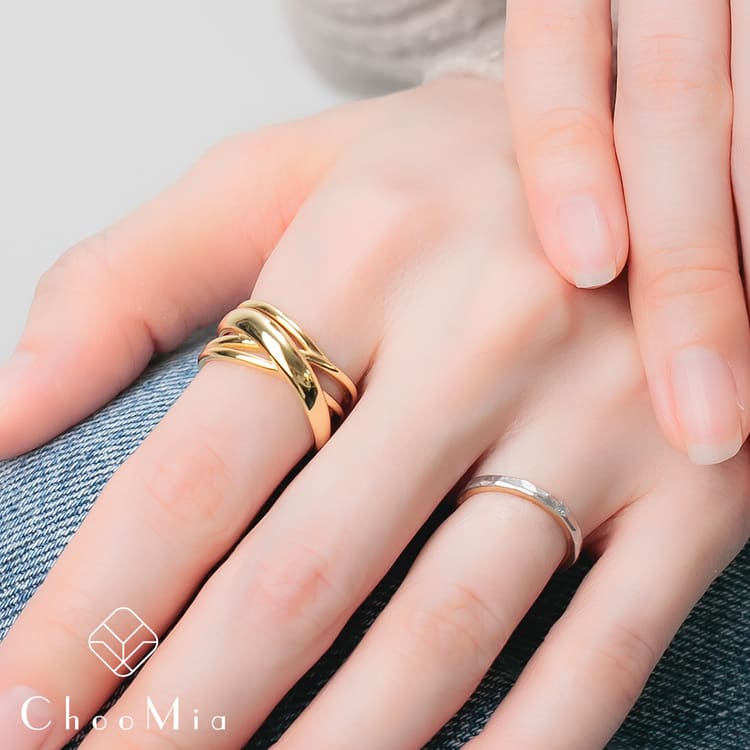 【3/15(金)20:00～再入荷】【S925/18K】クロスレイヤードボリュームリング – ChooMia（チュミア）
